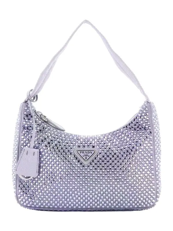 Prada Re-edition 2000 Crystal Embellished Mini Hobo Bag - Purple