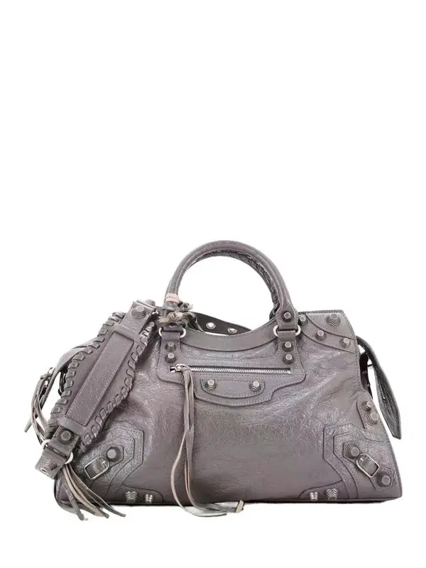 Balenciaga Neo Cagole City Leather Medium Shoulder Bag - Grey