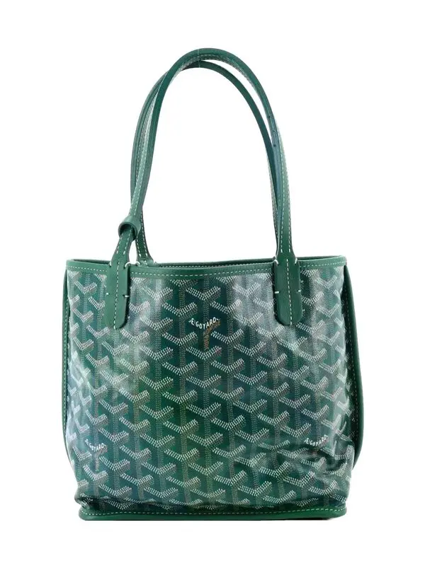 Goyard Anjou Reversible Mini Tote Coated Canvas Satchel - Green