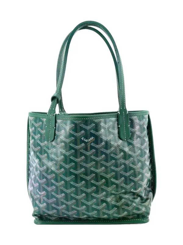 Goyard Anjou Reversible Mini Tote Coated Canvas Satchel - Green