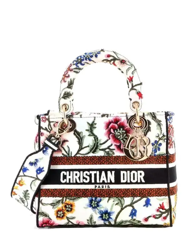Dior Lady D-lite Embroidered Canvas Satchel - Multicolour