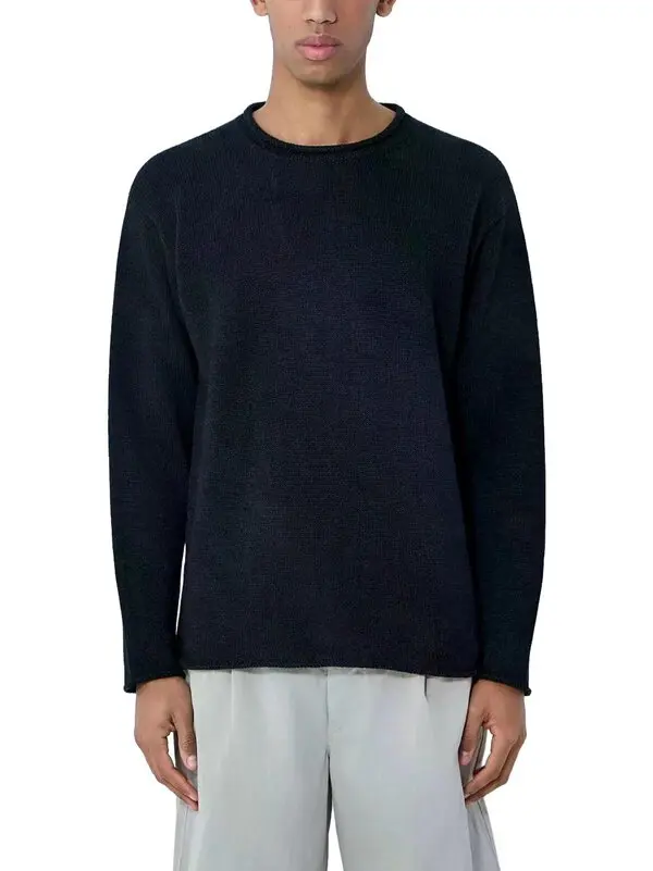 MOOS STUDIO Ribbed Crew-neck Sweater - Black