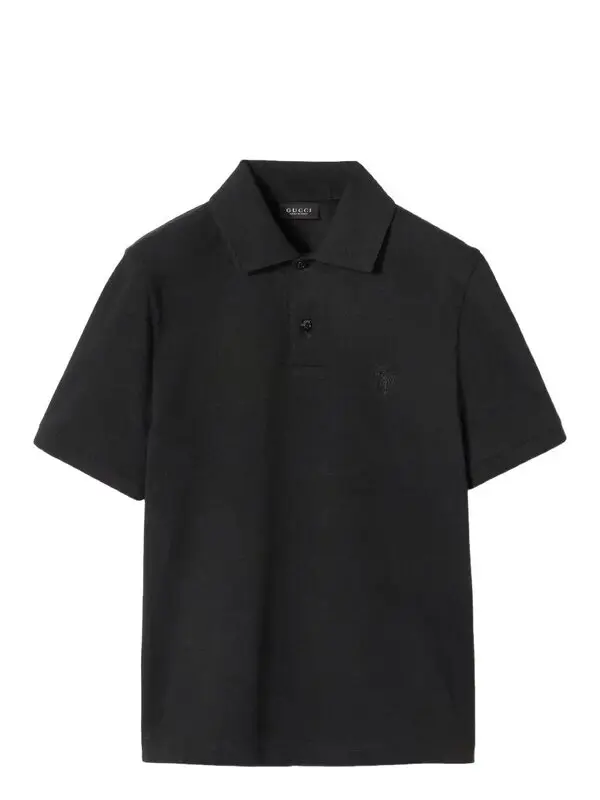 Gucci Embroidery-detail Polo Shirt - Black