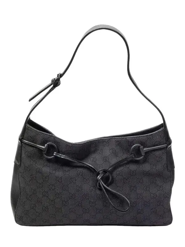 Gucci Gg Horsebit Shoulder Bag - Black