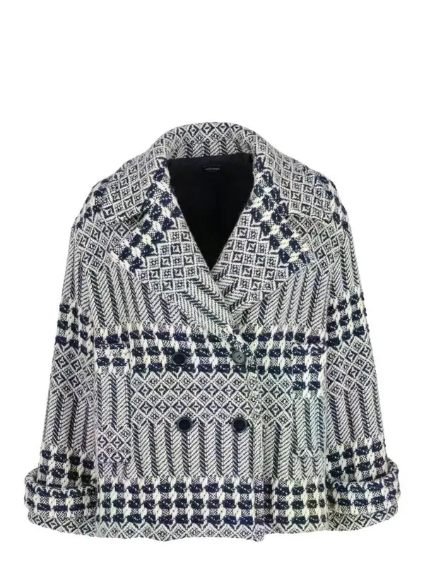 PIOMBO Geometric Double-breasted Jacket - Blue