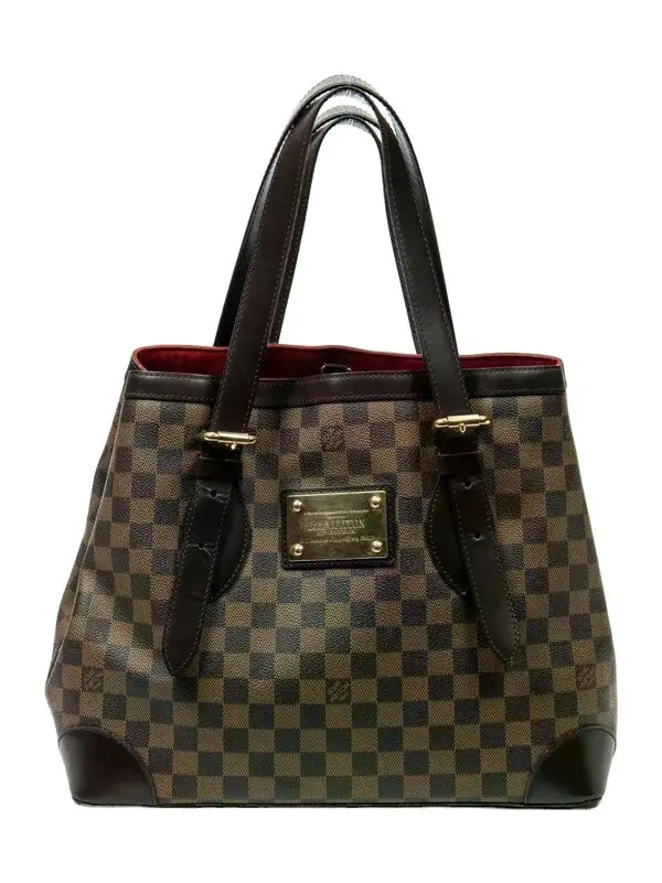 LOUIS VUITTON 2010 Mm Hampstead Checked-pattern Tote Bag - Brown