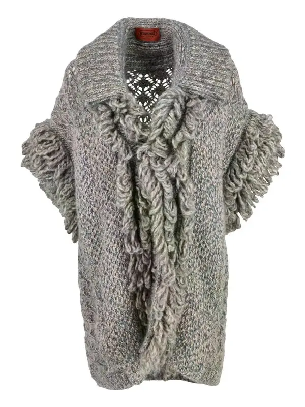 Missoni Fringed Knitted Coat - Grey