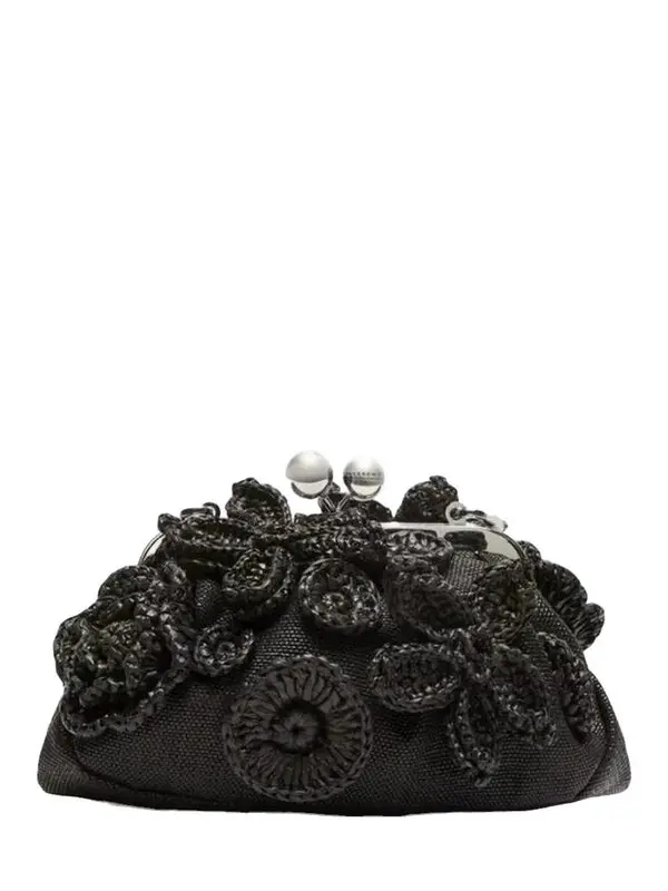 Max Mara Pasticcino Floral-details Chain Shoulder Bag - Black