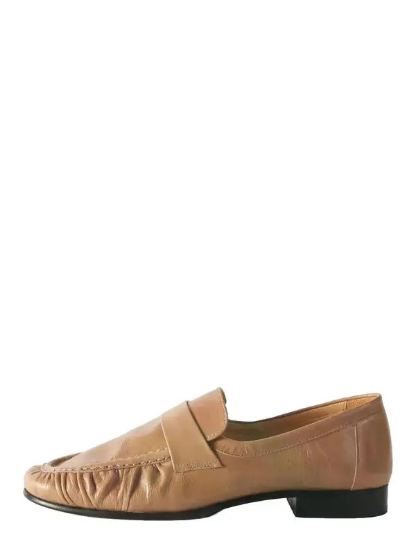 REJINA PYO Ruched Leather Loafers - Brown