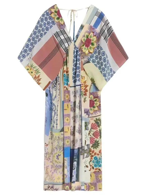 Max Mara Chine Floral-patchwork Midi Dress - Neutrals