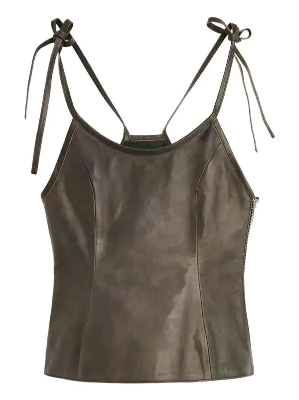 Our Legacy Tie-straps Leather Corset Top - Brown