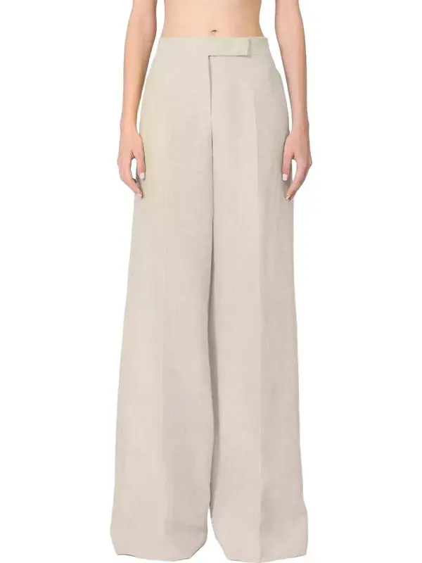 Max Mara Palazzo Linen Trousers - Neutrals
