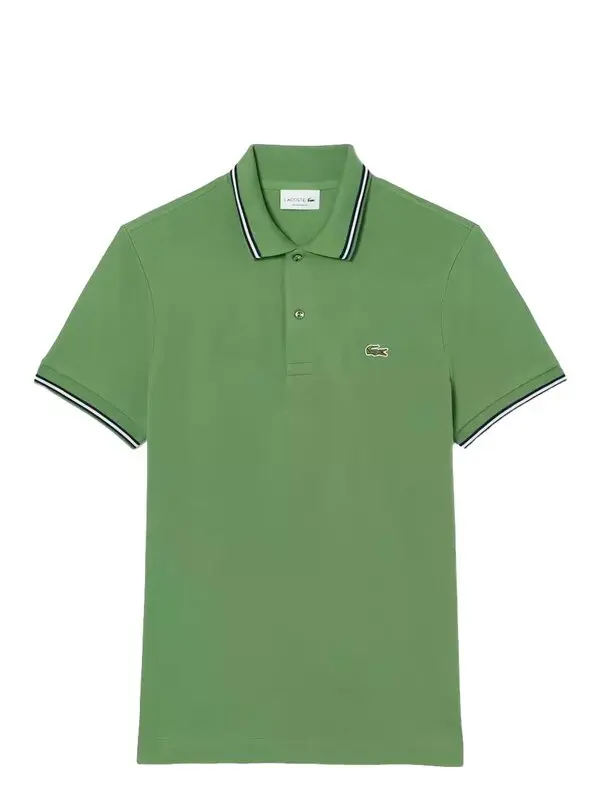 Lacoste L.12.12 Striped Collar Polo Shirt - Green