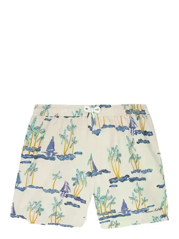 Maison Labiche Printed Swim Shorts - Neutrals