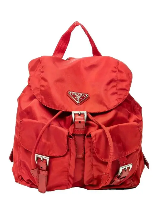 Prada Triangle-logo Backpack - Red