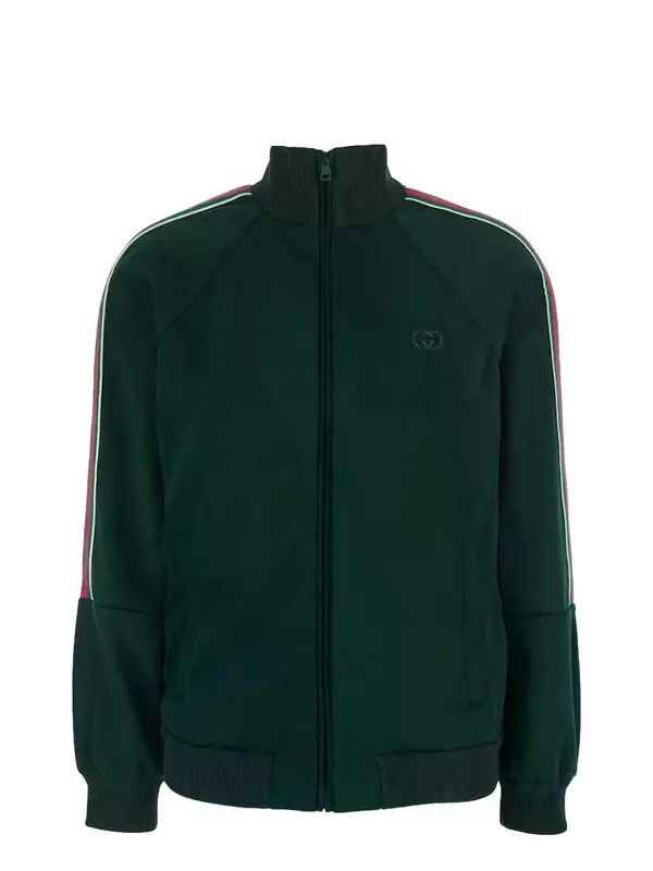 Gucci Zipped Sweatshirt With Embroidered Logo - Green