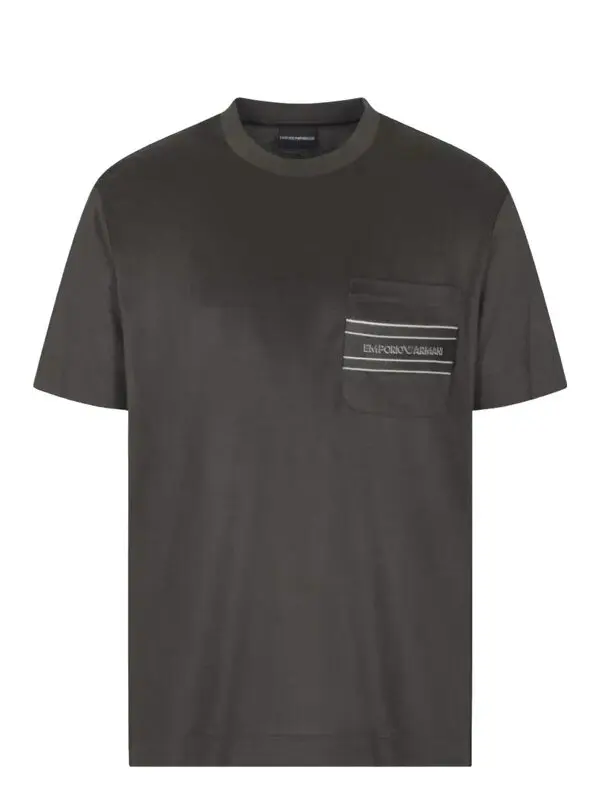 Emporio Armani Chest-pocket Striped T-shirt - Grey