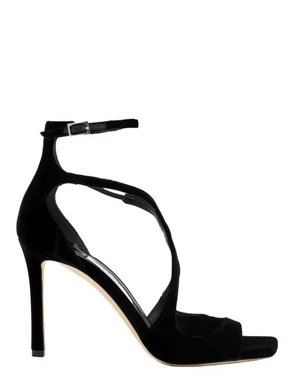 JIMMY CHOO Azia Square Toe Strap Sandals - Black