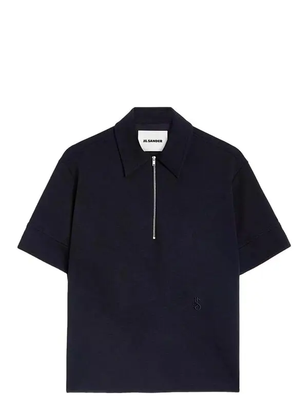 JIL SANDER Embroidered-logo Zip Polo Shirt - Blue