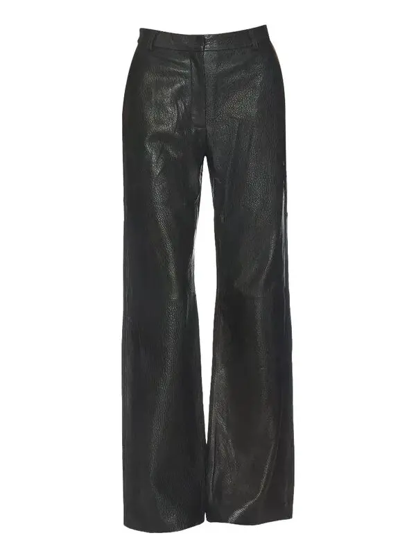 AEXAE Leather Straight-leg Trousers - Black