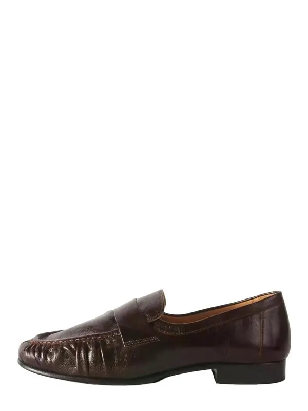 REJINA PYO Ruched Leather Loafers - Brown