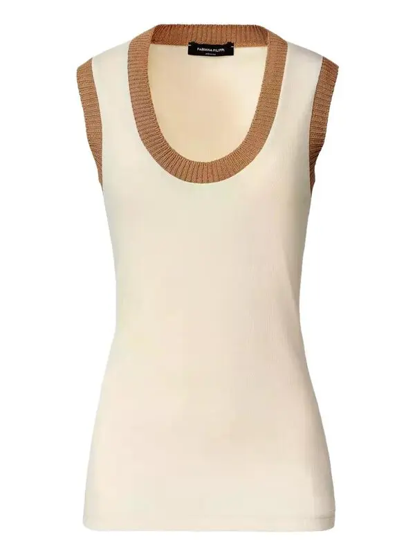 Fabiana Filippi Ribbed Scoop-neck Top - Neutrals