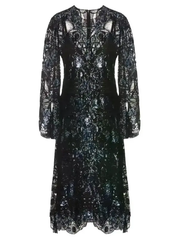 Elie Saab Sequin-detail Lace Midi Dress - Black