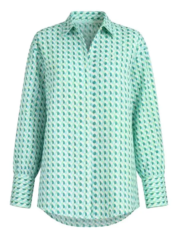 Seafolly Geometric Print Button-down Shirt - Green