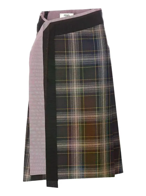 Fendi Plaid Pattern Midi Skirt - Brown
