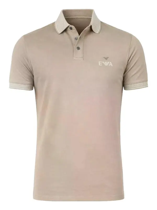 Emporio Armani Logo-print Piqué Polo Shirt - Brown