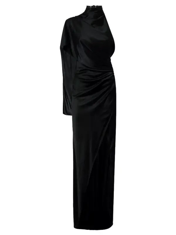 Andamane Draped One-shoulder Maxi Dress - Black