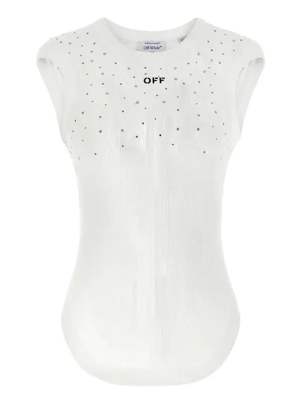 Off-White Ribbed Tank Top - White