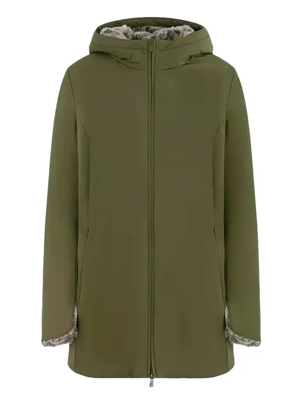 SUNS Faux-fur Hooded Coat - Green
