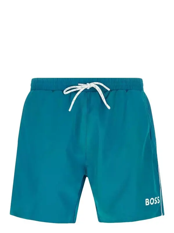 BOSS Logo-print Swim Shorts - Blue