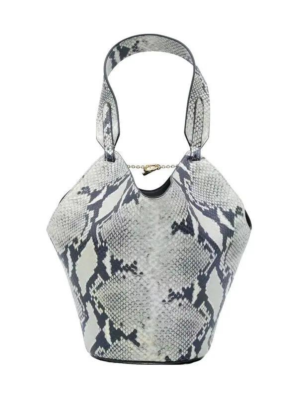 Khaite Mini Snakeskin-embossed Lotus Tote - Neutrals