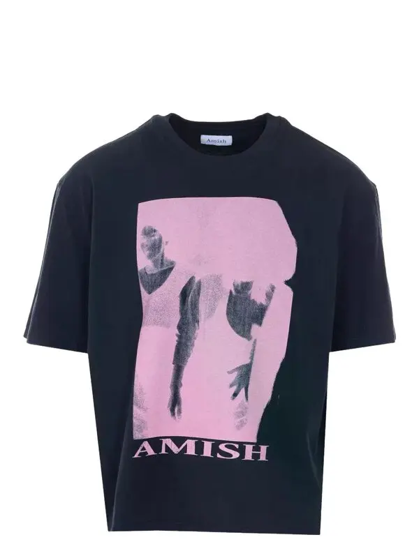 AMISH Magic-print Crewneck T-shirt - Black