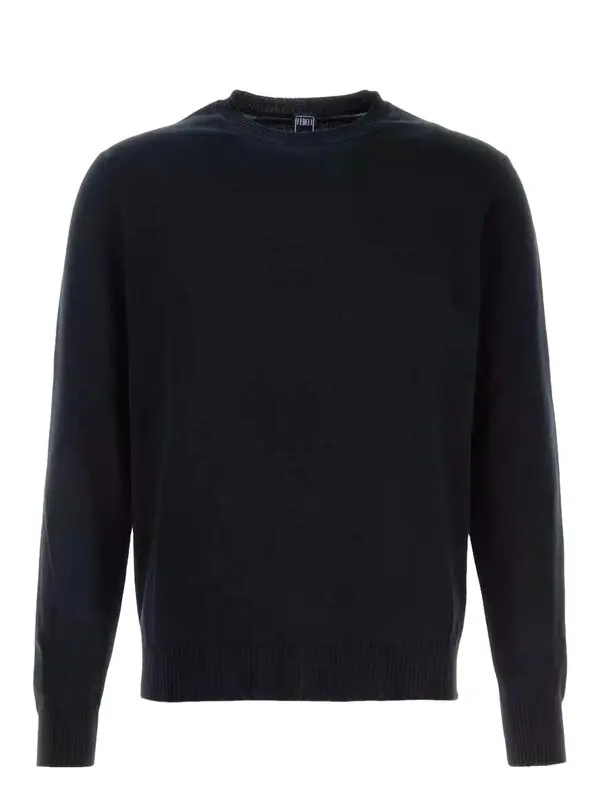 Fedeli Round-neck Cotton Sweater - Blue