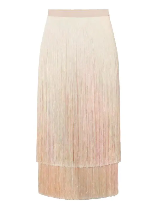 Elisabetta Franchi Fringed-detail Midi Skirt - Neutrals