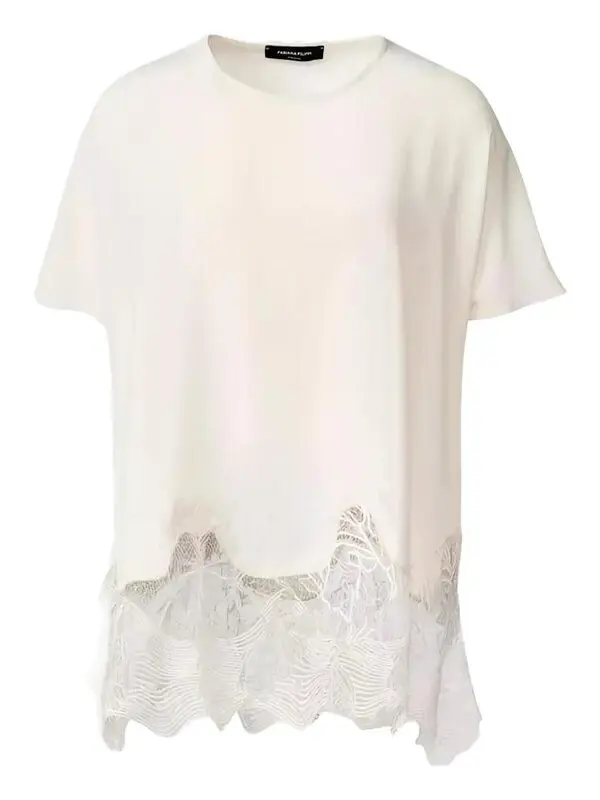 Fabiana Filippi Lace-detail T-shirt - Neutrals