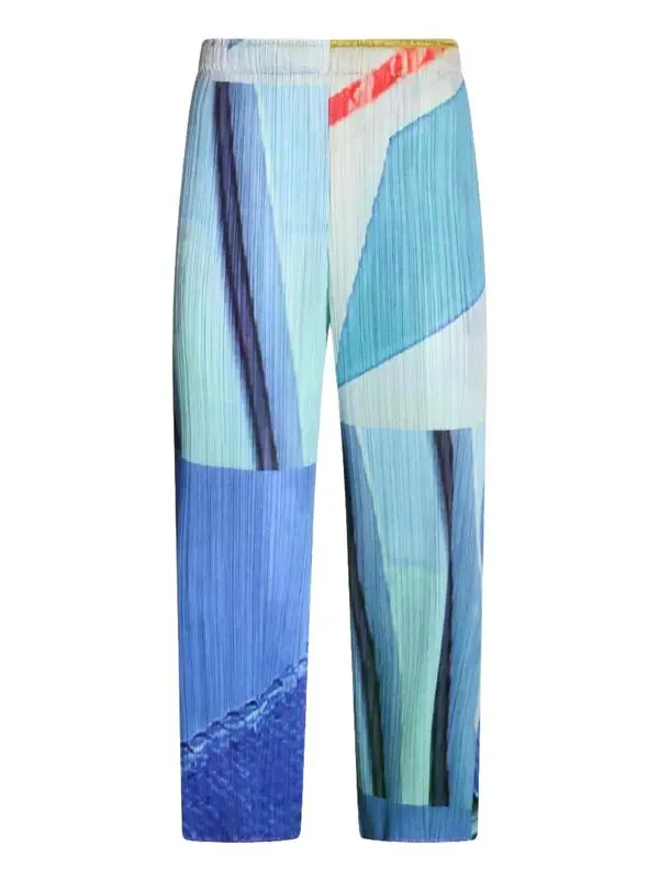Issey Miyake Printed Pleated Trousers - Blue