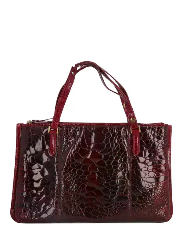 Vintage Croc-embossed Shoulder Bag - Red