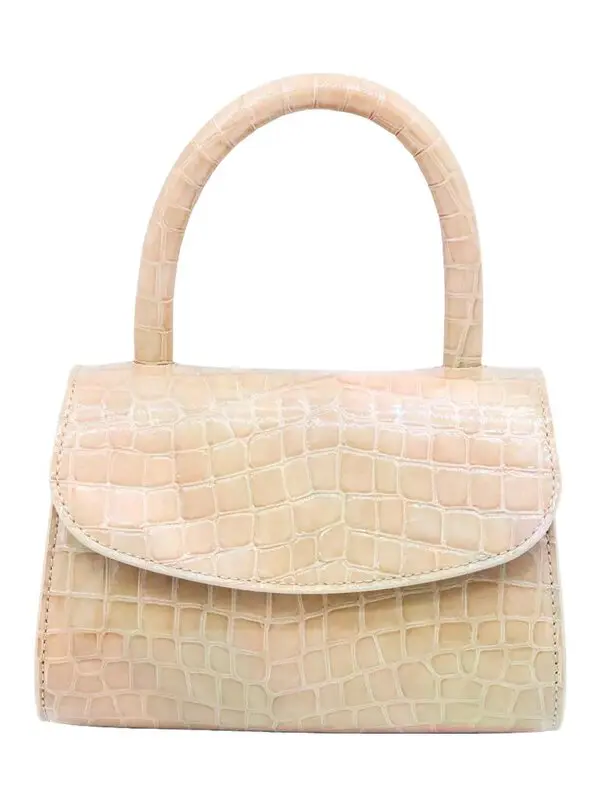 By Far Mini 2.0 Crocodile-effect Tote Bag - Neutrals