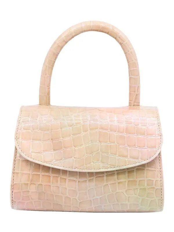 By Far Mini 2.0 Crocodile-effect Tote Bag - Neutrals