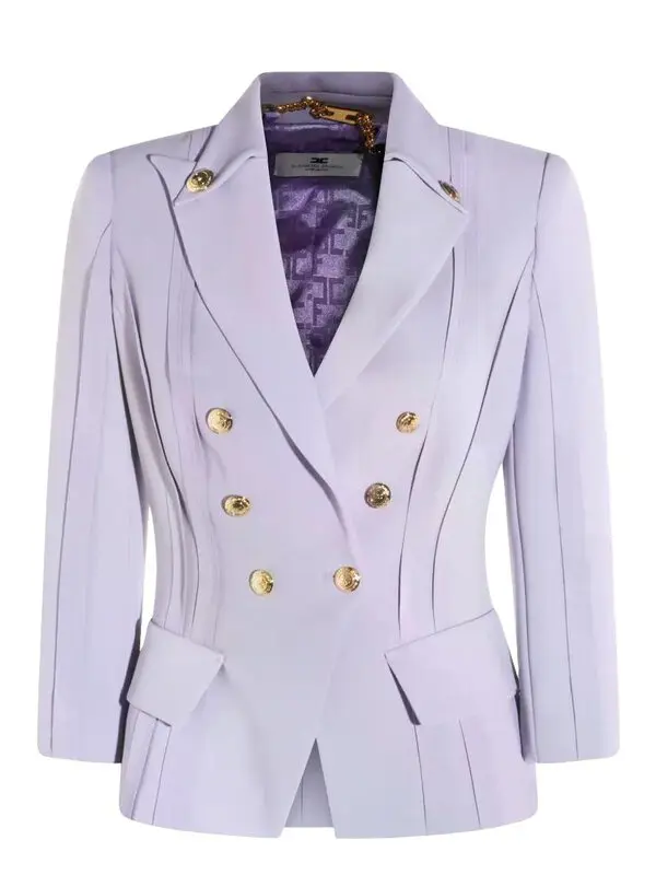 Elisabetta Franchi Pleated Double-breasted Jacket - Purple