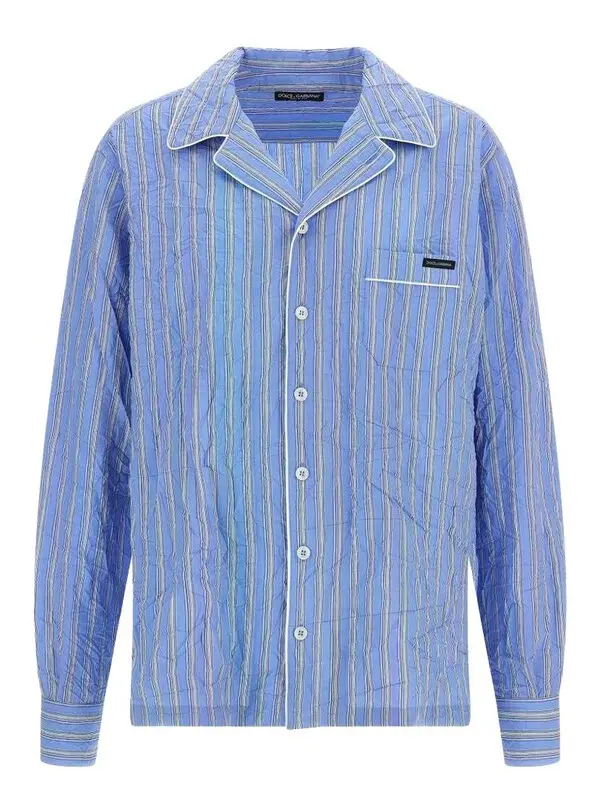 Dolce & Gabbana Crinkled Stripe-pattern Shirt - Blue