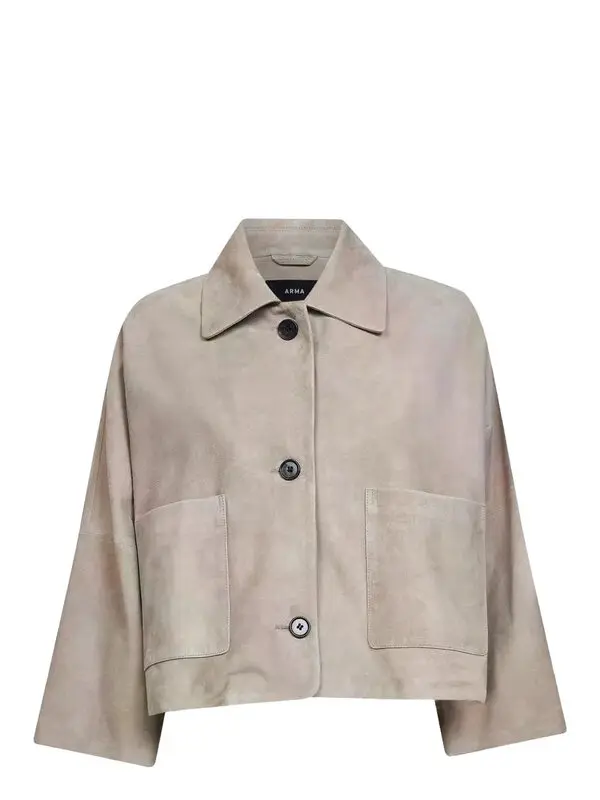 ARMA Patch-pocket Leather Jacket - Neutrals