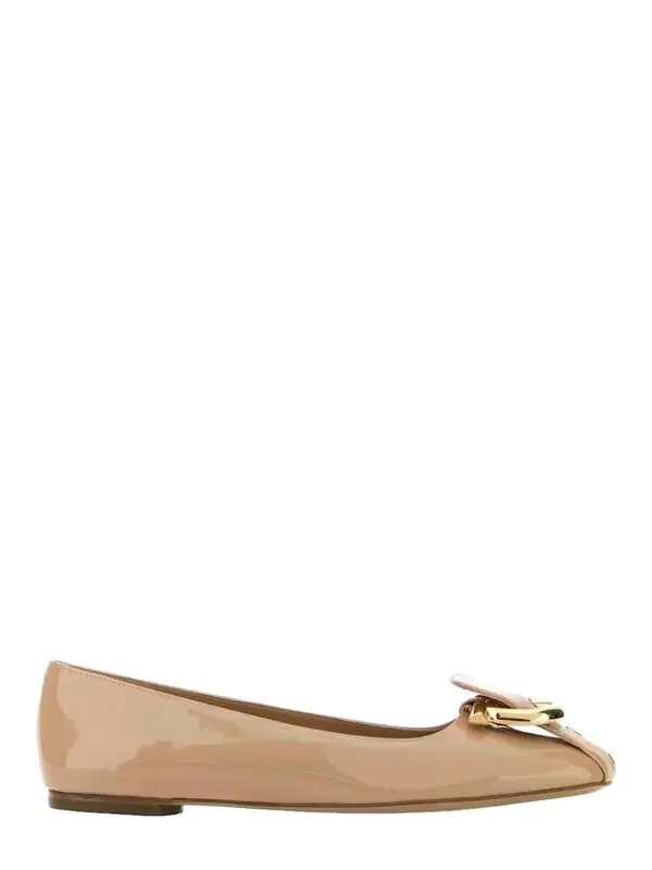 FERRAGAMO Gancini Leather Ballet Flats - Neutrals