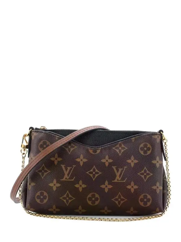 LOUIS VUITTON Pallas Monogram Canvas Leather Clutch Bag - Brown