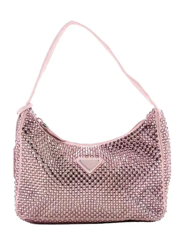 Prada Re-edition 2000 Crystal Embellished Mini Hobo Bag - Pink