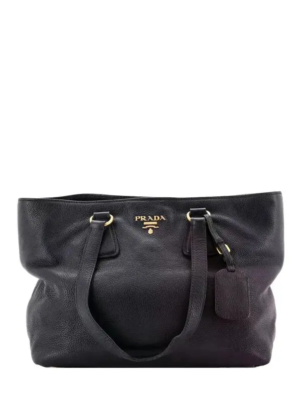 Prada Convertible Vitello Daino Large Tote Bag - Black